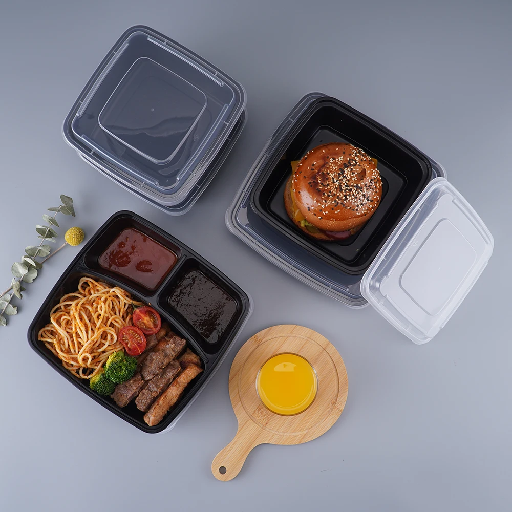 36OZ 48OZ Black Disposable Takeout Containers for Meal Prep