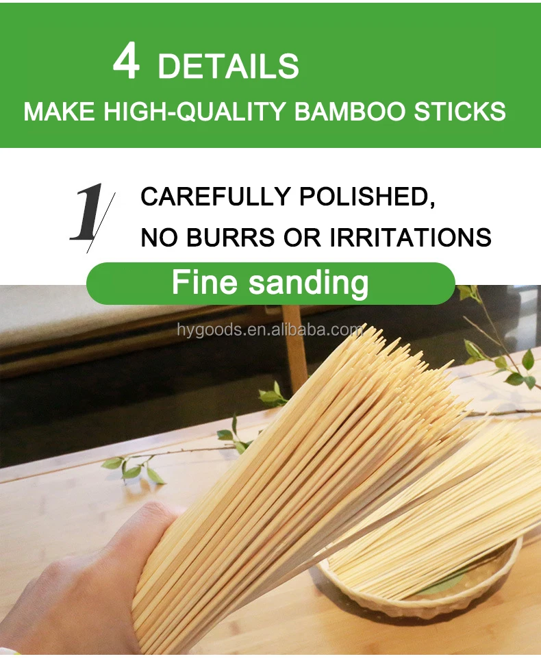 Barbecue Bamboo Stick Disposable Bamboo Skewer 15-50cm Sticks Long ...