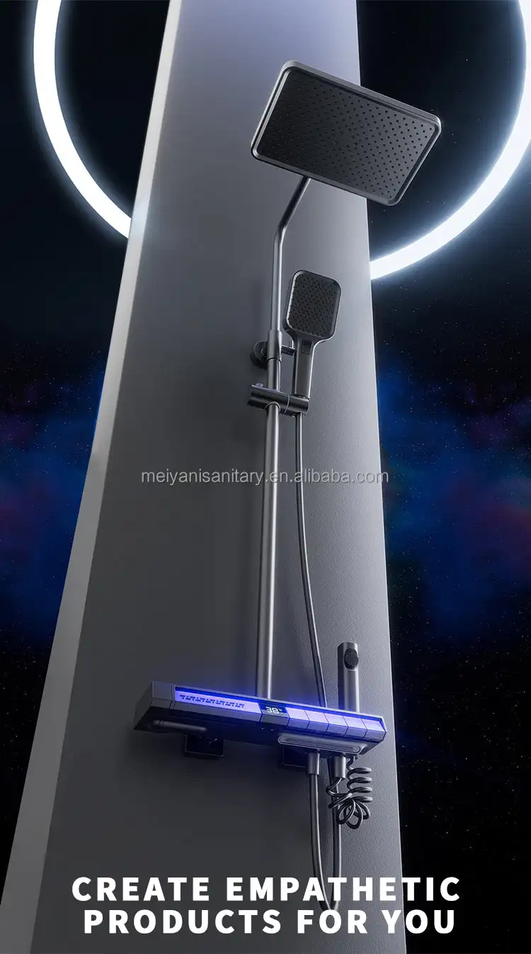 Modern White Piano Key Shower System Set - Exposed Wall-Mounted Faucet ...