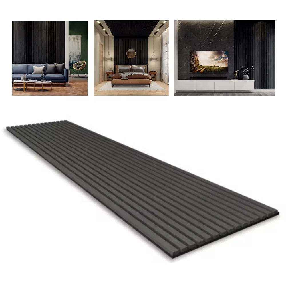 Matte Black Akupanel Mdf Wooden Slat Acoustic Panel For Home Cinema ...