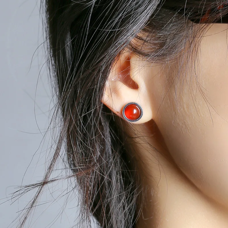 Stainless Steel Stud Gemstone Beautiful Natural Stone Earring Post Stud ...