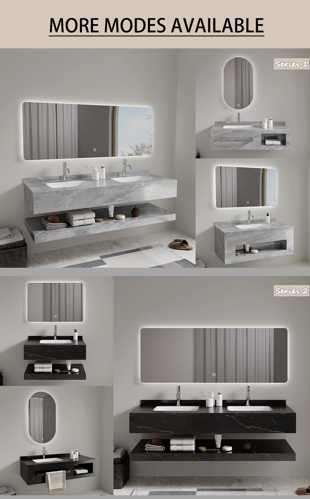 Yida Marble Slate Wall Mount Floating Cabinet Bathroom Vanity,24 To 36 ...