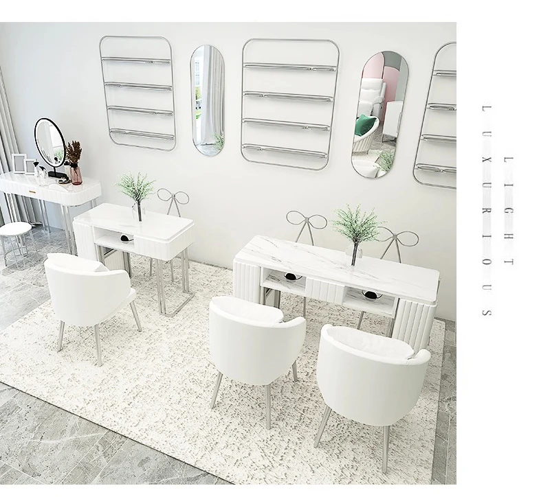 Creative Furniture Nordic Nail Table With Chair Modern Simple Beauty ...