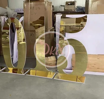 Luxury Acrylic Mirrored 4ft Golden Number Light Neon Number Stand 5ft ...