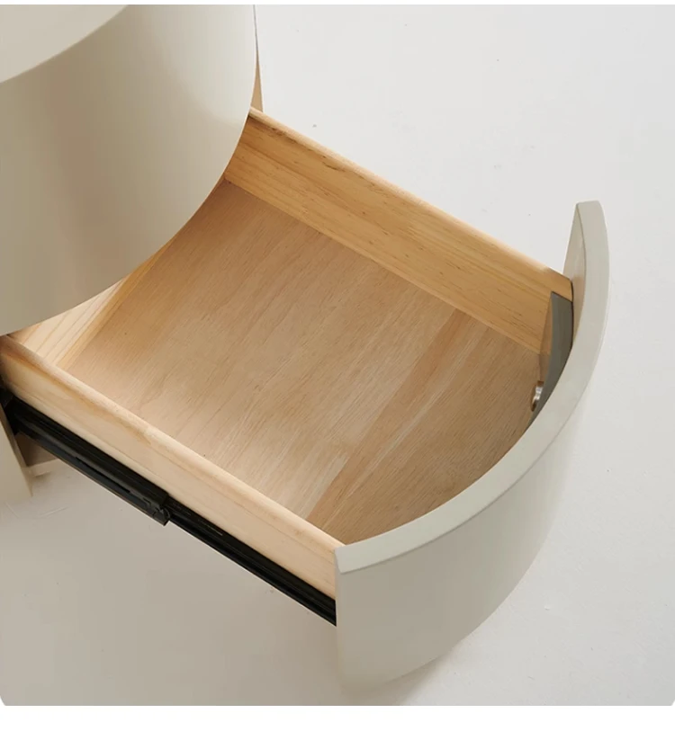 Round Bedside Table - Modern, Solid Wood Storage Unit