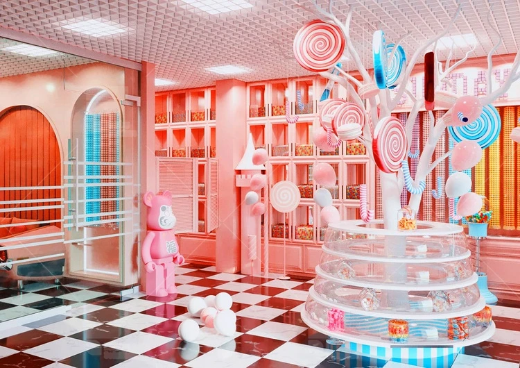 Candy Kiosk - Colorful Sweet Display for Shopping Malls