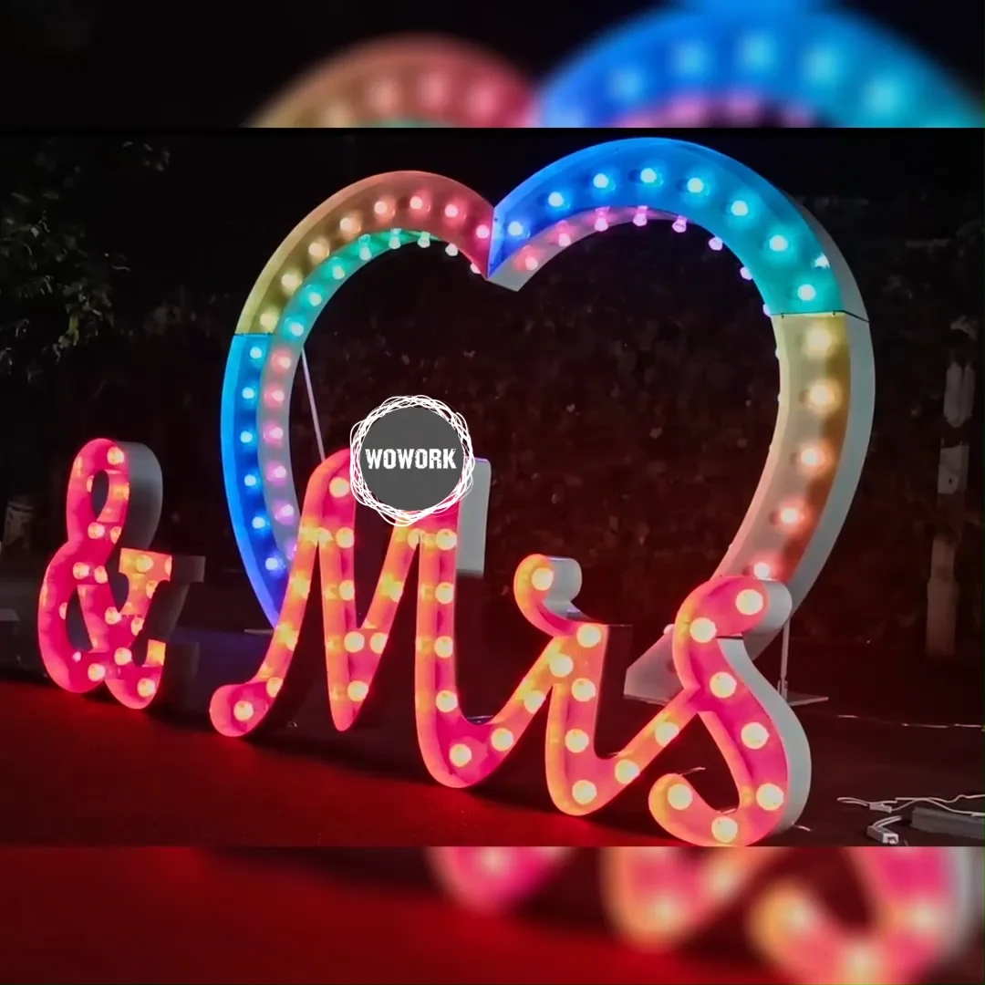 2024 Wowork Led Illuminated Photography Heart Shaped Wedding Arch For ...