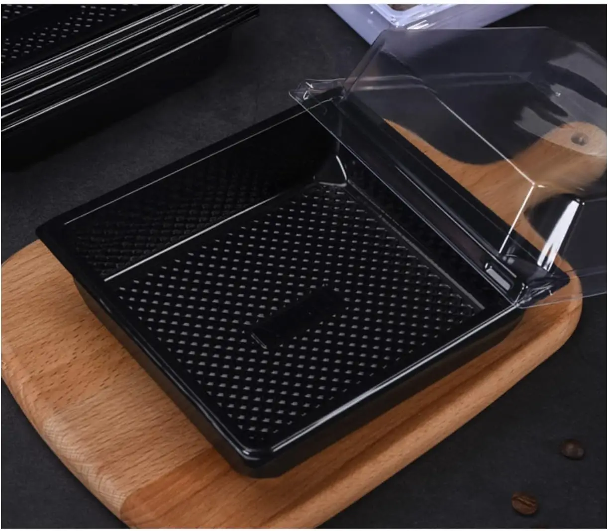 Black Cheesecake Box Square Mousse Pastry Box Clear Bakery Cake ...
