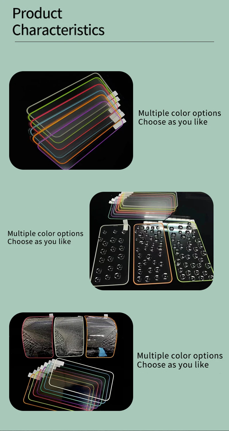 Multi Color Silicone Glow In Dark Fluorescent Color 9h Tempered Glass ...