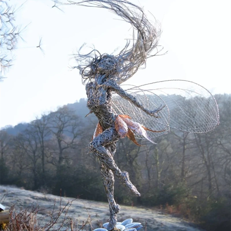 Custom Stainless Steel fairy Figure Sculpture for Hotel Garden Outdoor ...