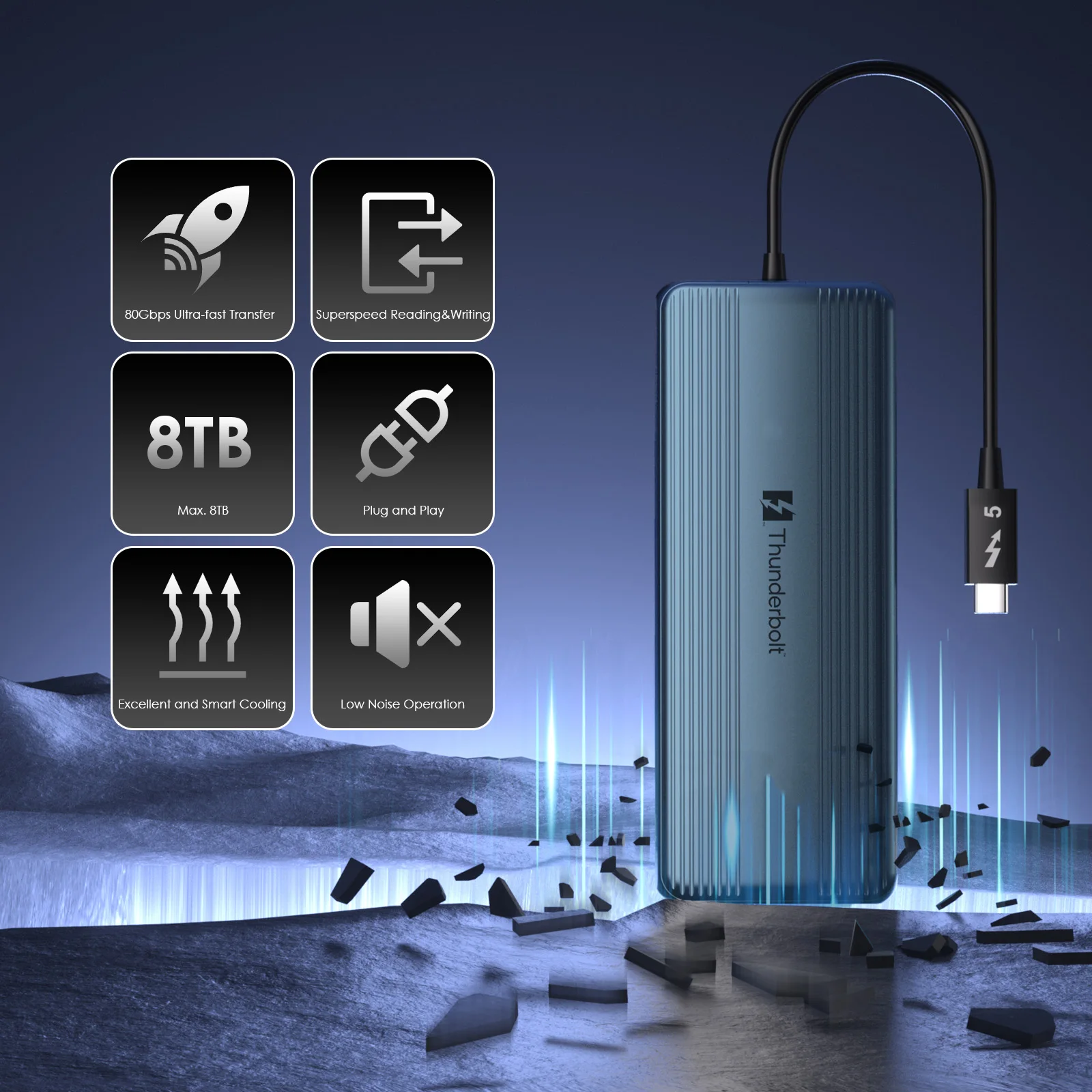 Thunderbolt Certified Thunderbolt 5 SSD Enclosure, Pro Version, M.2 ...