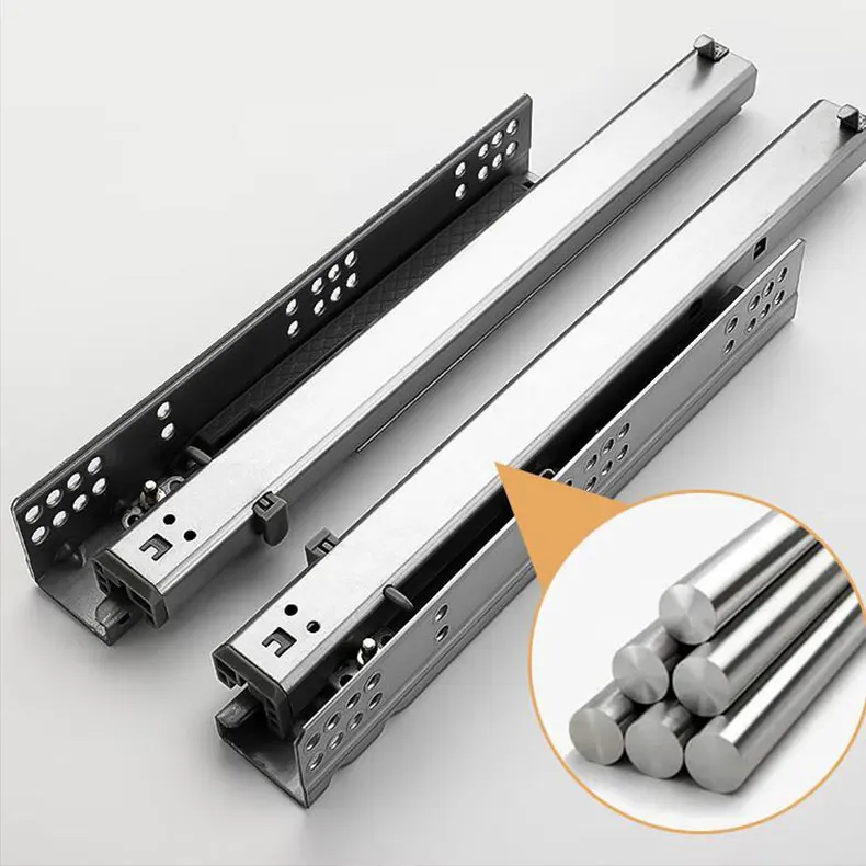 Push to Open Hidden Telescopic Rails 3 Fold Damper Basket Drawers ...