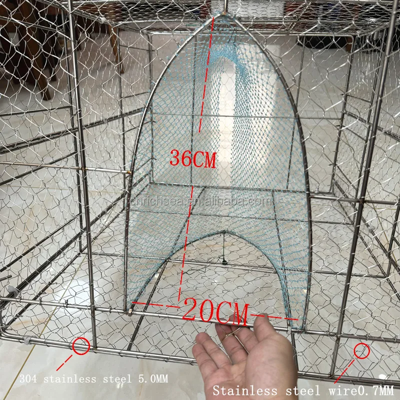 304 Stainless Steel Fishing Trap Durable Folding Fish Crab Shrimp Cage ...