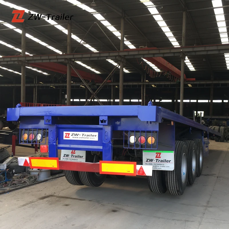 3 Axles 20ft 40ft Container Flat Bed Semi Trailers - ZW Brand