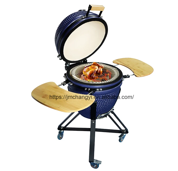 Outdoor Large Trolley Charcoal Grill Ceramic Oven Heavy Duty Smoker ...