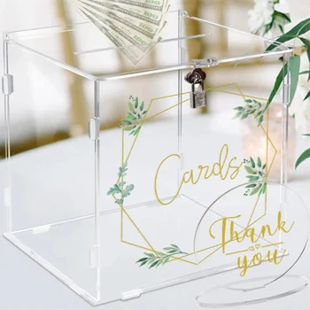 Acrylic Wedding Invitation Card Box With Lock Party Birthday Decoration ...