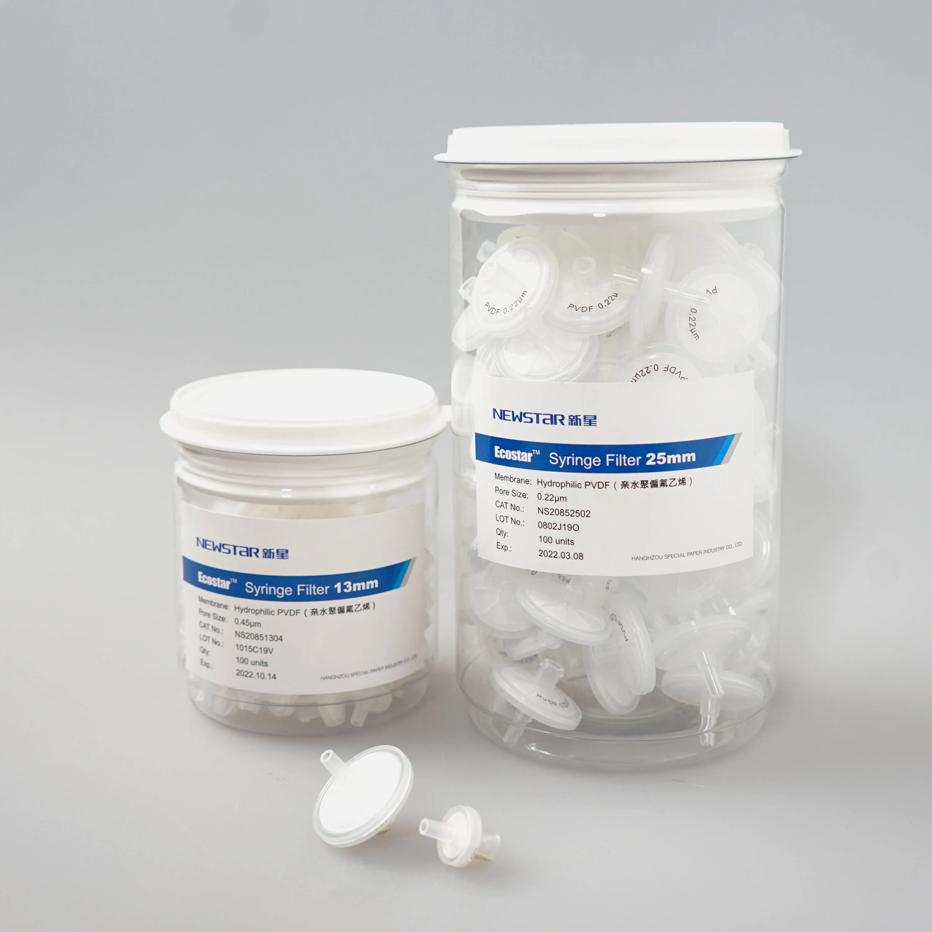 NEWSTAR Hydrophilic PVDF Syringe Filters for Lab Filtration