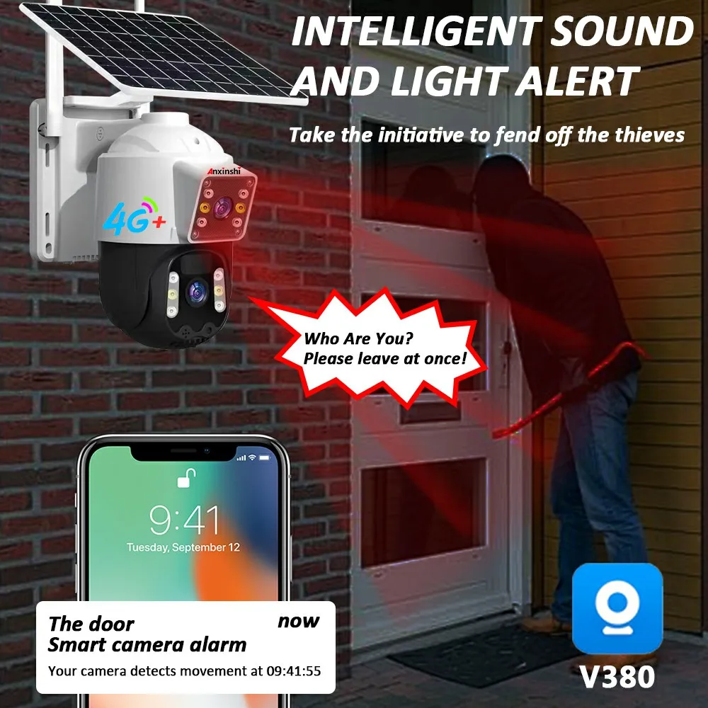 V380 PRO HD 4G Solar Camera - Dual Lens Motion Detect, Auto Tracking ...