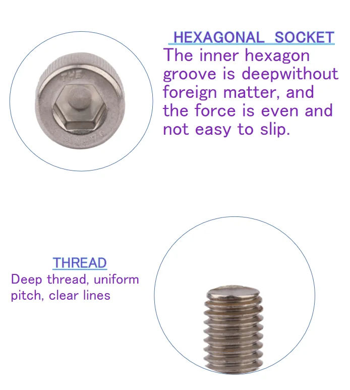 DIN912 Stainless Steel 304 Hexagon Socket Head Cap Screws