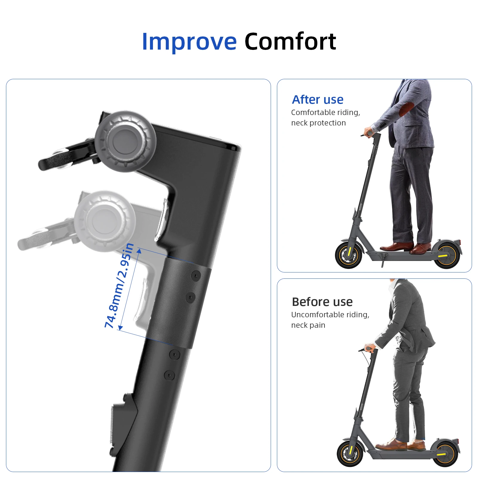 Ulip Scooter Front Pole Extension Tube For Segway Ninebot Max G30 G30d ...