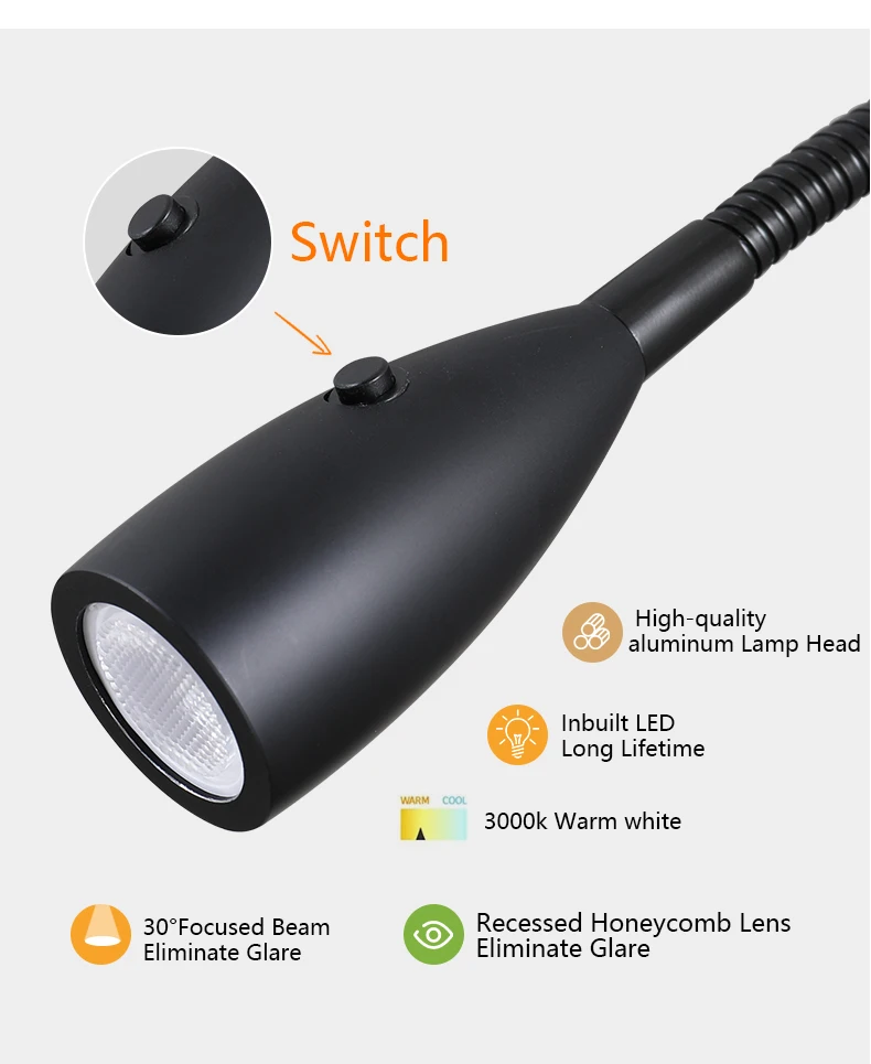 Flexible Gooseneck Reading Lamp Led Aluminium Study Table Light ...