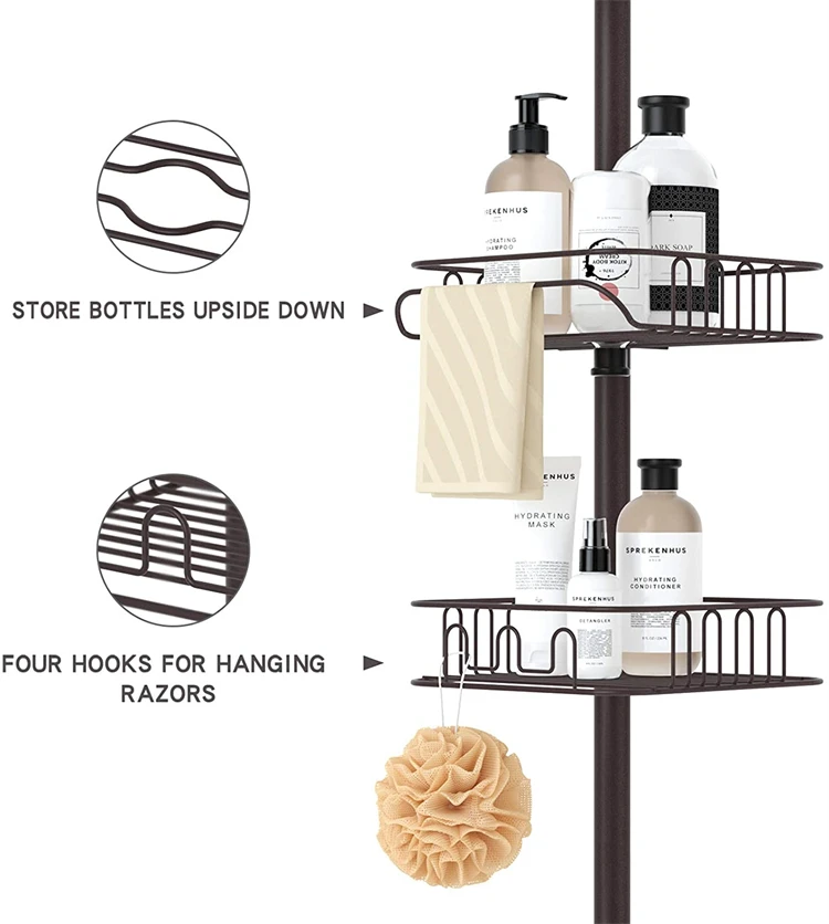 Telescopic Metal Corner Shelves Shower Rack Multi-layer Triangle Height ...