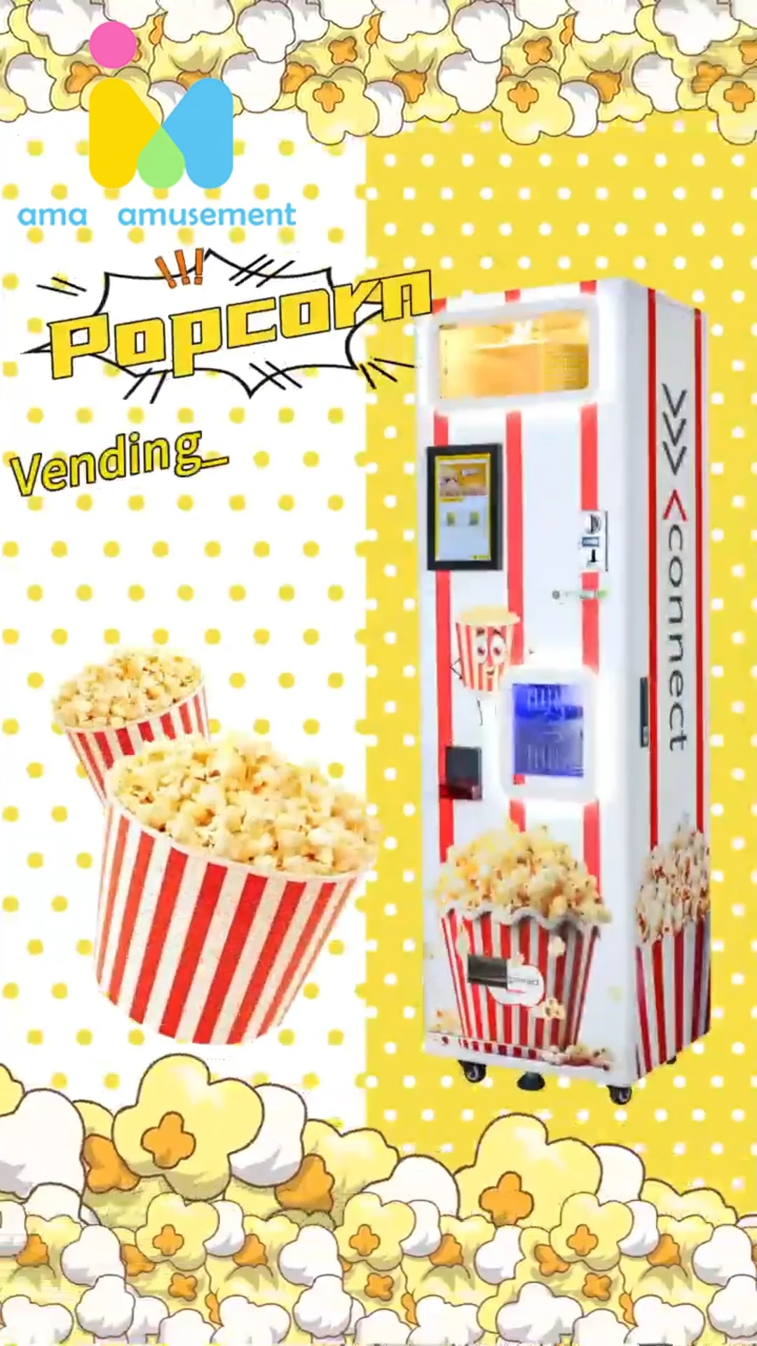 Ama Full-automatic Coin Operated Popcorn Vending Machine Commercial ...