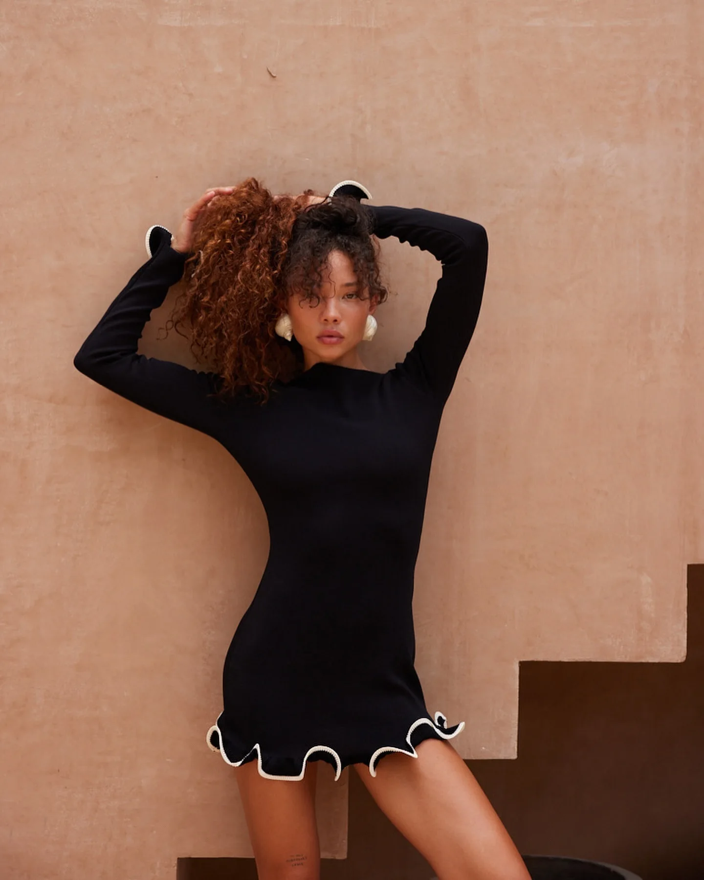 6 Colors Knitted Dresses Women Slim Casual Long Sleeve Knit Ruffle ...