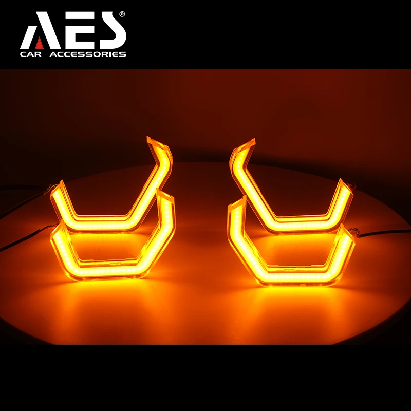 Aes Led Angel Eyes White And Yellow Turn Signal For Bmw Car Headlight ...