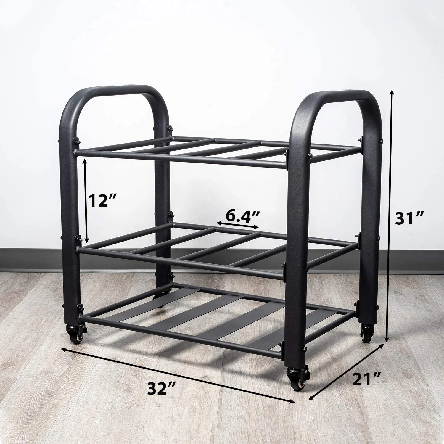 Yoga Mat Floor Stand Storage Shelf With Wheels Foam Rollers Holder ...