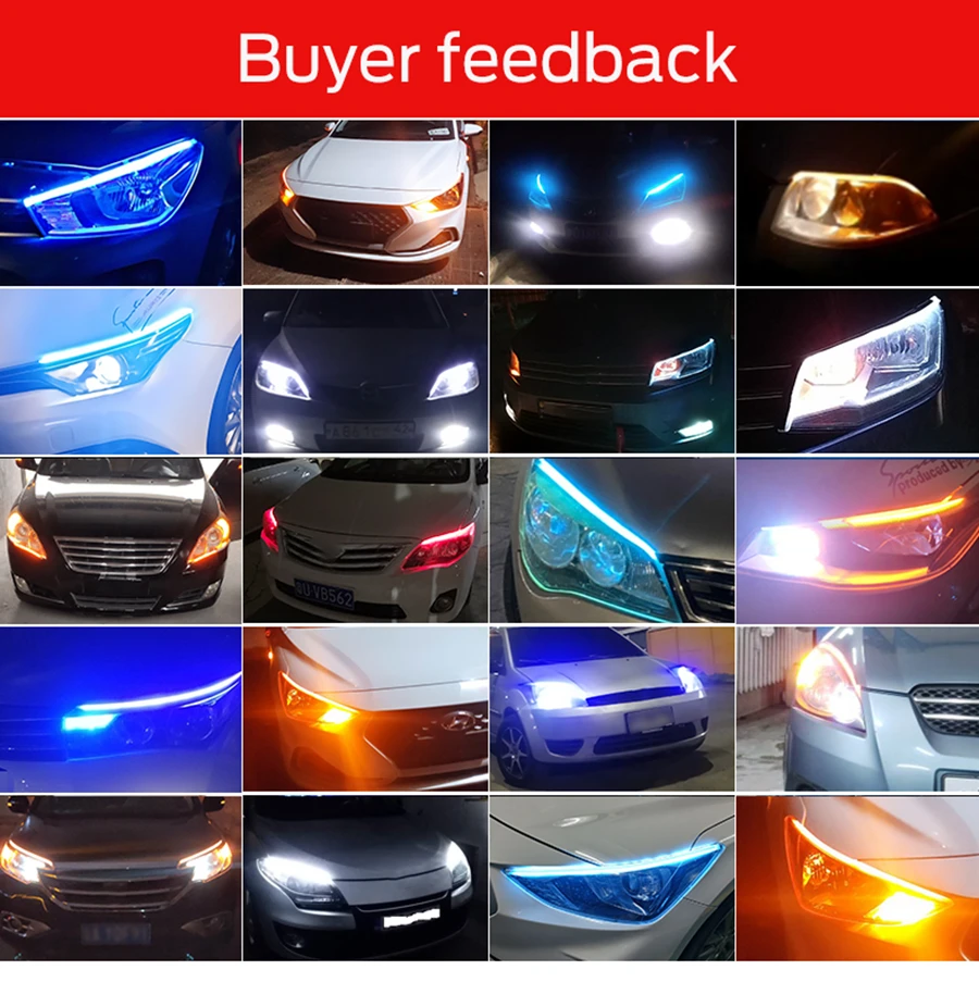 Universal Dual Color Car Switchback Tube LED DRL Strips