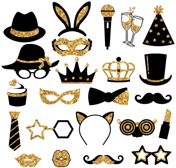 DIY Costume Party Photo Booth Props Pack - Hats & Glasses