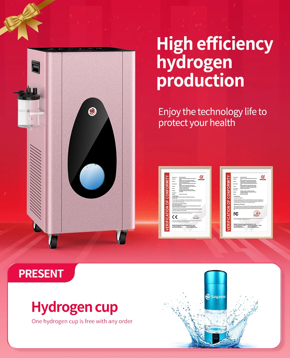 Suyzeko Pem Electrolyzer Molecular Hydrogen Oxygen Generator H2 Inhalation Machine H2 Breathing ...