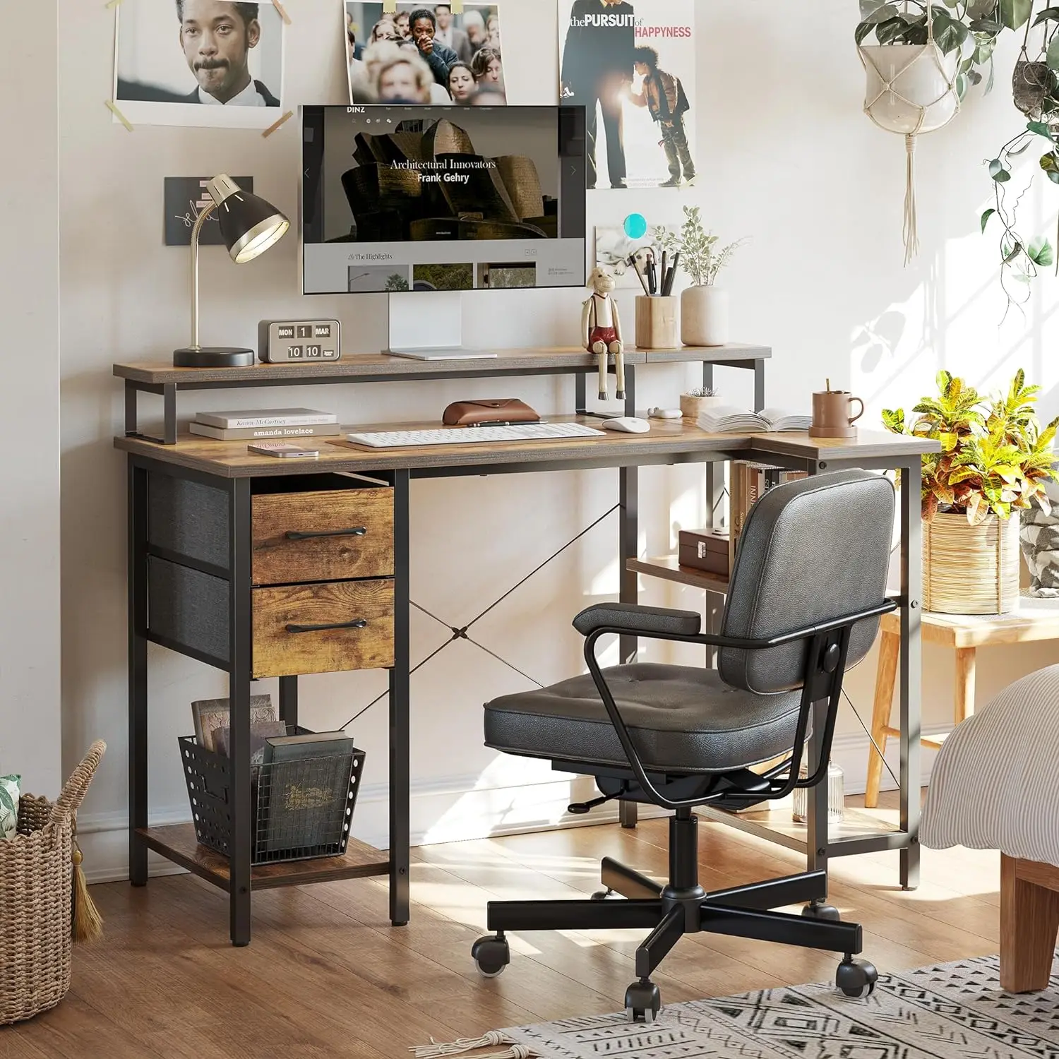 L Shaped Computer Desk Corner Home Office Table with Drawers| Alibaba.com