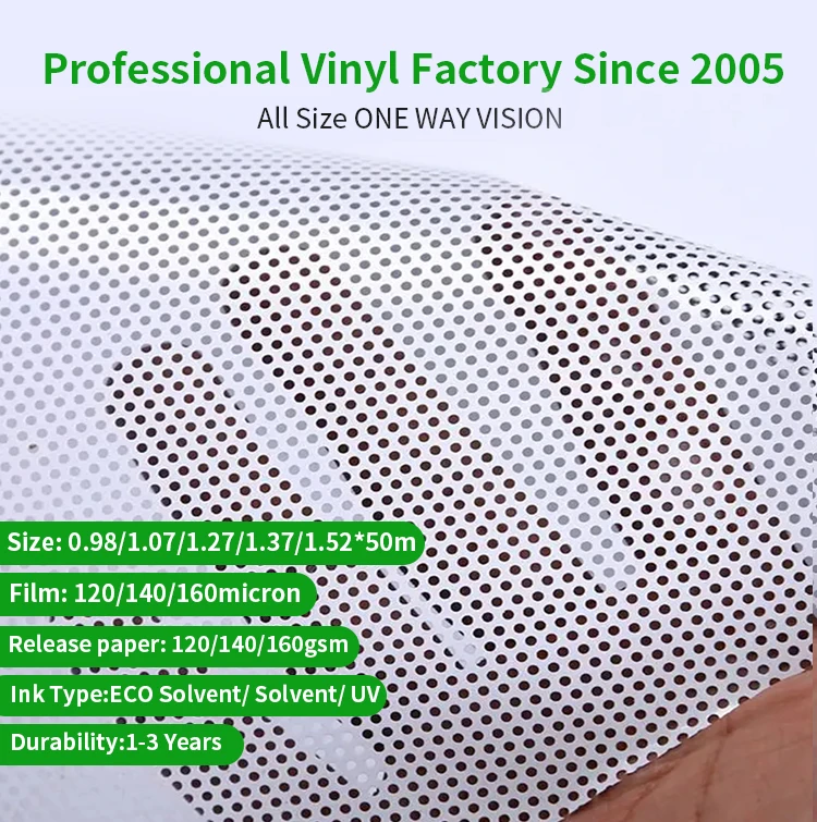 Inkjet Printing See-through Vinyl Sticker Perforated Window Glass Cover Mesh One Way Vision For ...