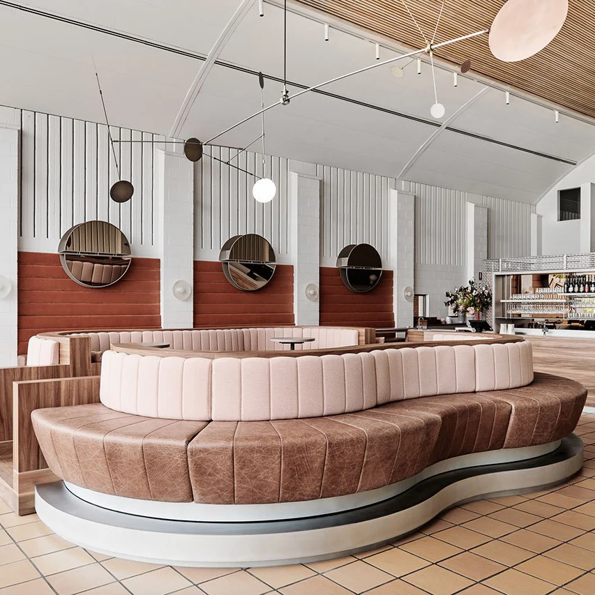 Asientos de Cabina Restaurant Pink Booth Seating Modern Cafe Furniture ...