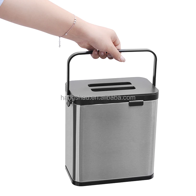 3l Wall-mounted Stainless Steel Rectangular Kitchen Food Waste Compost ...