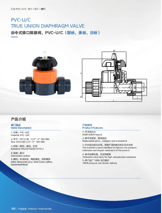 Din Astm Jis Plastic Upvc Cpvc Diaphragm Valve 1/2''-2'' Socket Double Union Pvc Diaphragm Valve ...