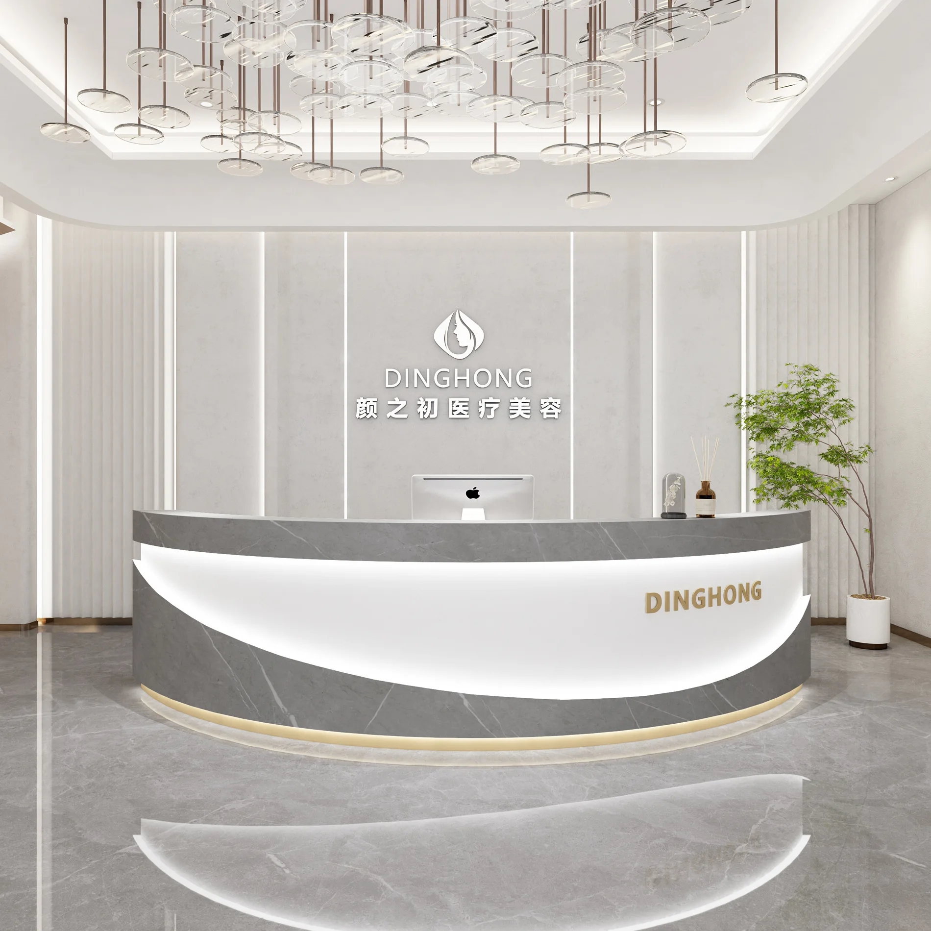 Fashion LED Reception Counter Reception Desk l Shaped Reception Desk ...