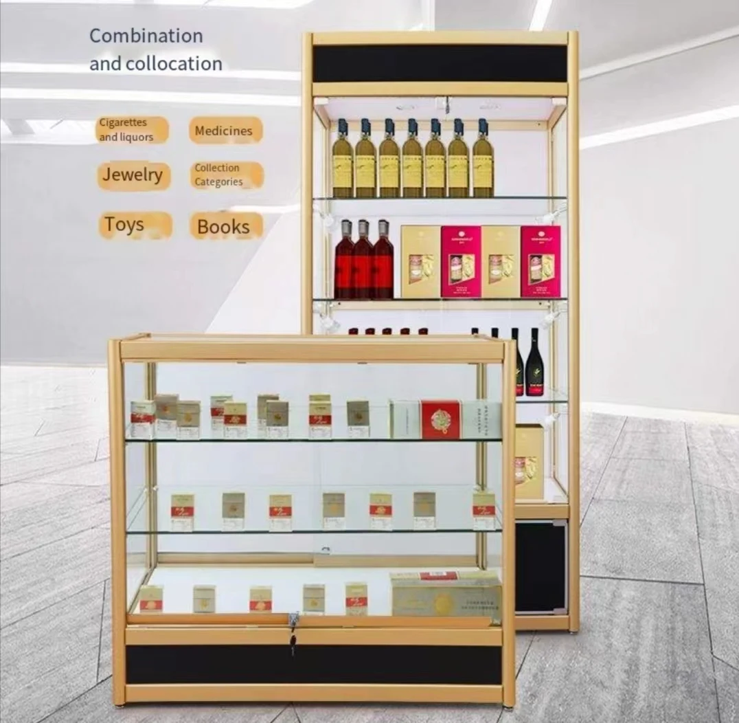 6ft Smoke Shop Adjustable Shelves Display Aluminum Frame 7mm Tempered ...