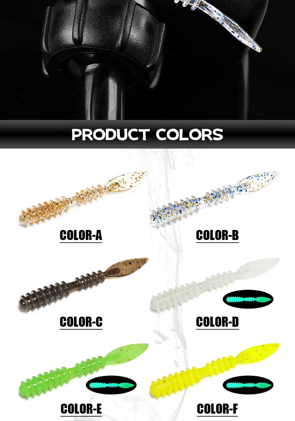 Spinpoler Ajing Worm Rock Fish Soft Worm Lures Ice Fishing Bait Soft ...