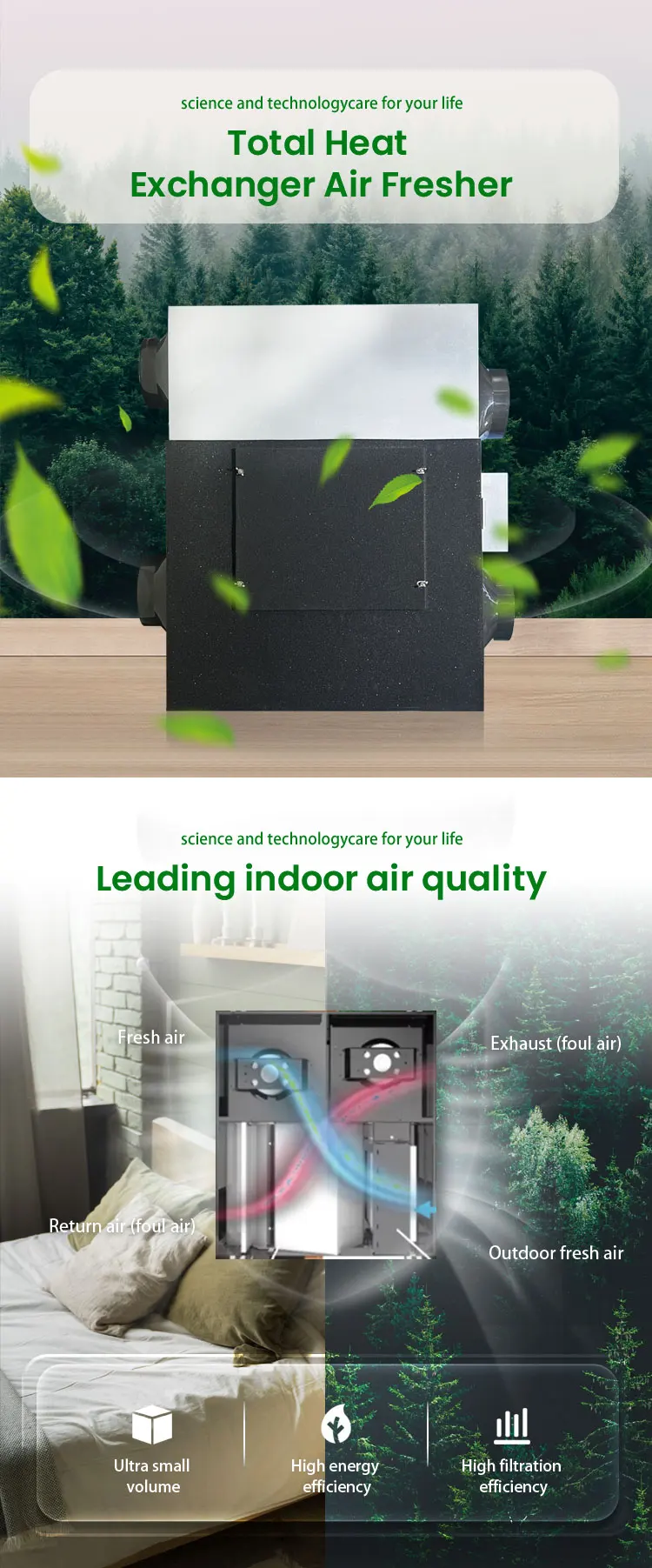 HEPA Filter Fresh Air Ventilation Unit Intake Air Ceiling Ventilation ...