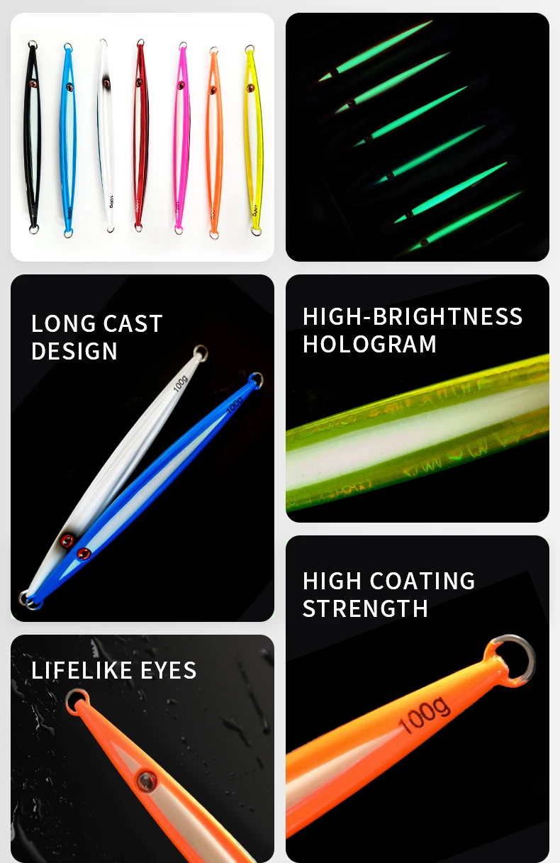 Oem 60g 100g Fast Speed Vertical Fishing Glow Saltwater Metal Pitching ...