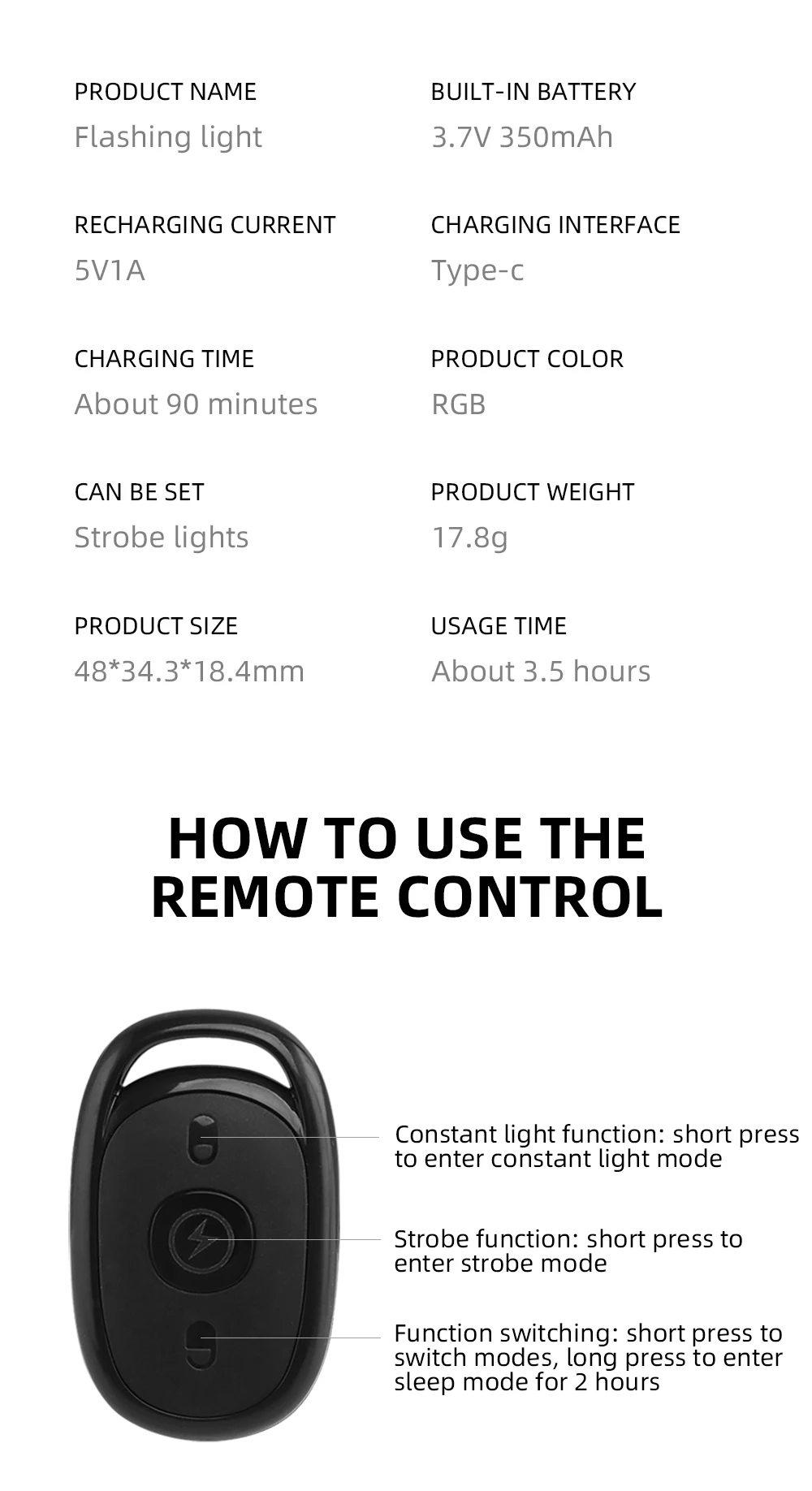 RGB Wireless Remote Control Strobe Light for Cars & Bikes