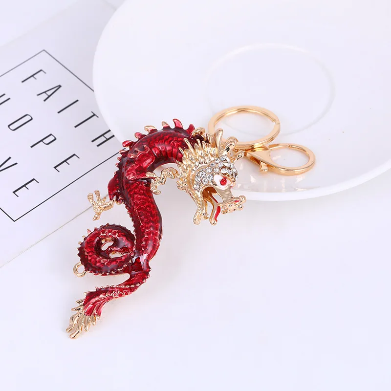 Chinese Dragon And Zodiac Shape Diamond Painting Key Ring Chain Gift ...