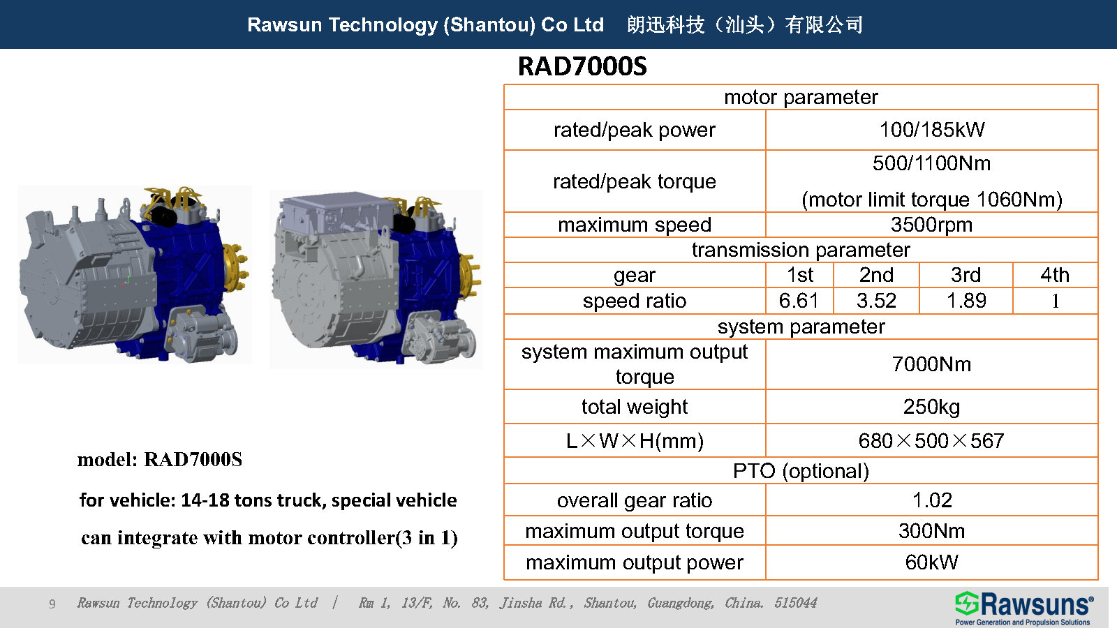 Rawsuns Electric Car Conversion Kit - 120kw AC Motor