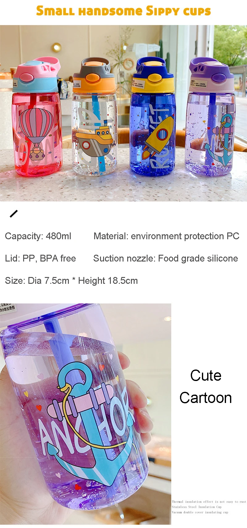 Kids Water Sippy Cups - Leakproof, Creative, and Portable