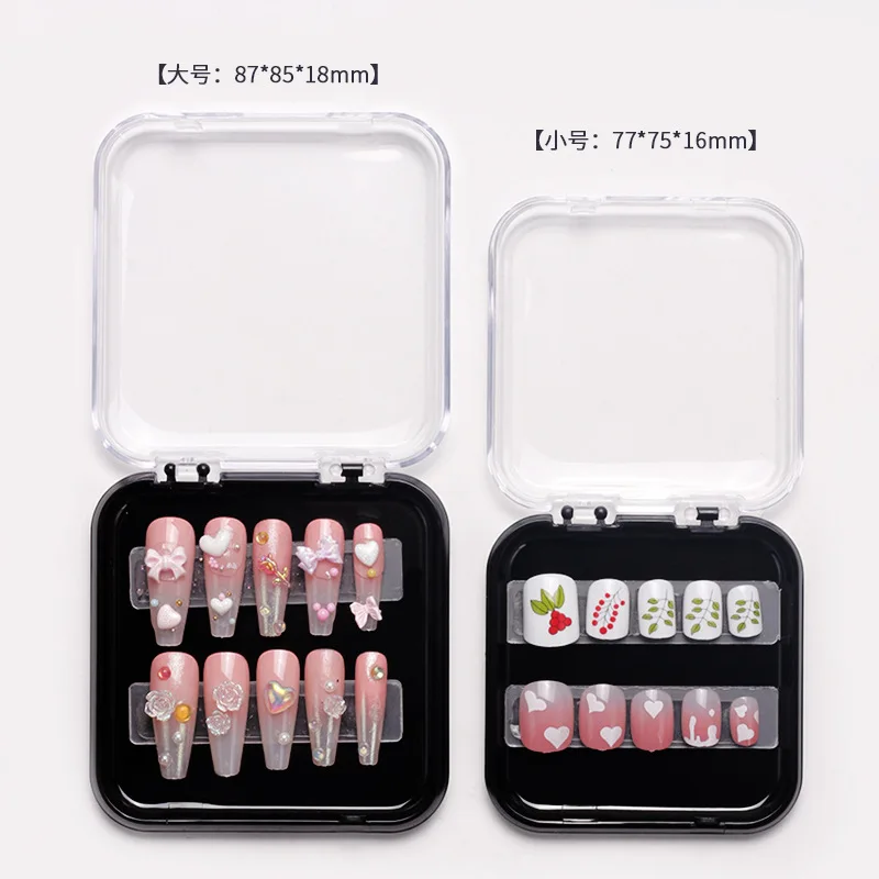 Clear acrylic press on nail boxes packaging empty nail tip box storage ...