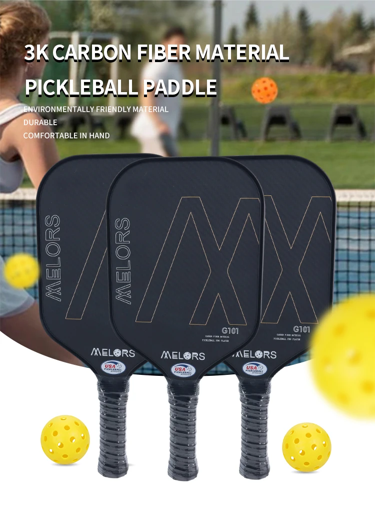 Melors Logo Carbon Fiber 3k Texture Pickleball Paddle Original Carbon ...
