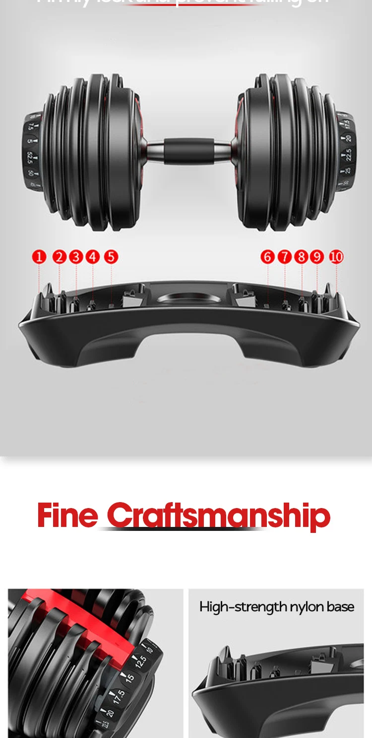 Wholesale Custom 90lb Steel Adjustable Dumbbells for Fitness